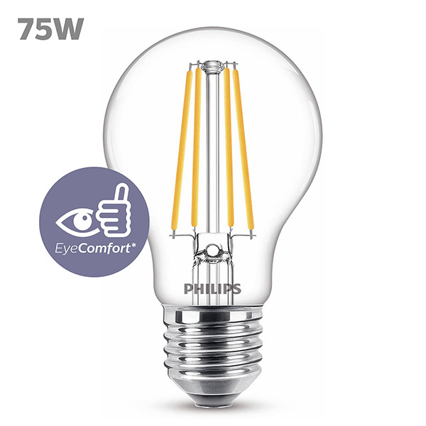 Philips LED lamp E27 | Peer A60 | Filament | Helder | 2700K | 7.8W (75W) Philips 123led.nl
